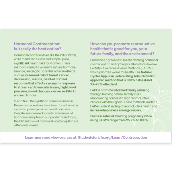 Green Sex Info Card Pro Life Generation